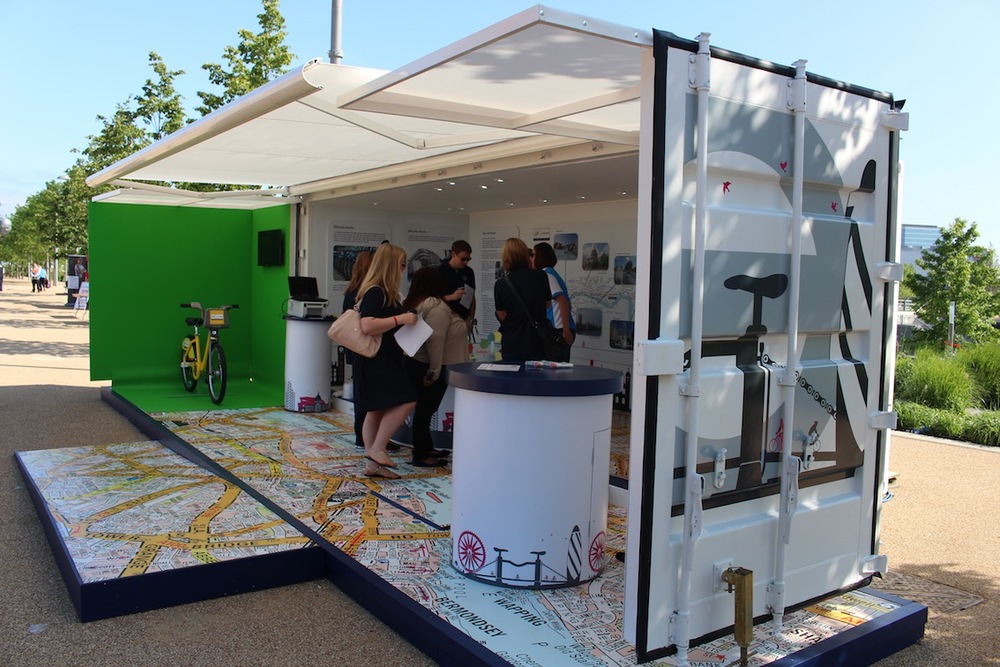 Creative Spaces transform shipping container to promote cycling in London
